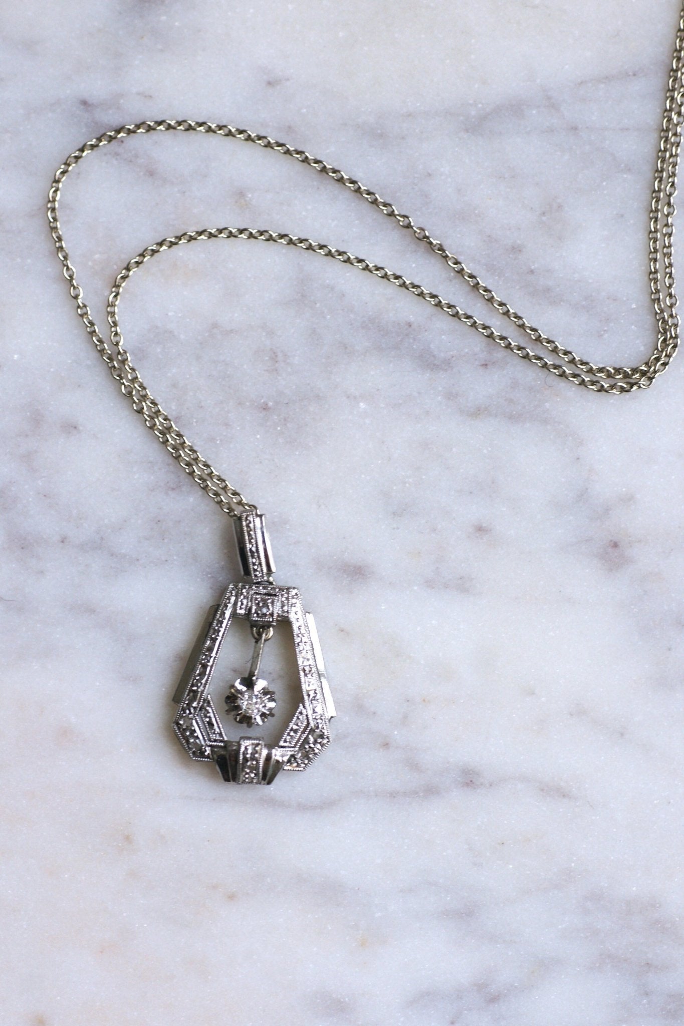 Pendentif collier Art Déco diamants | Galerie Pénélope
